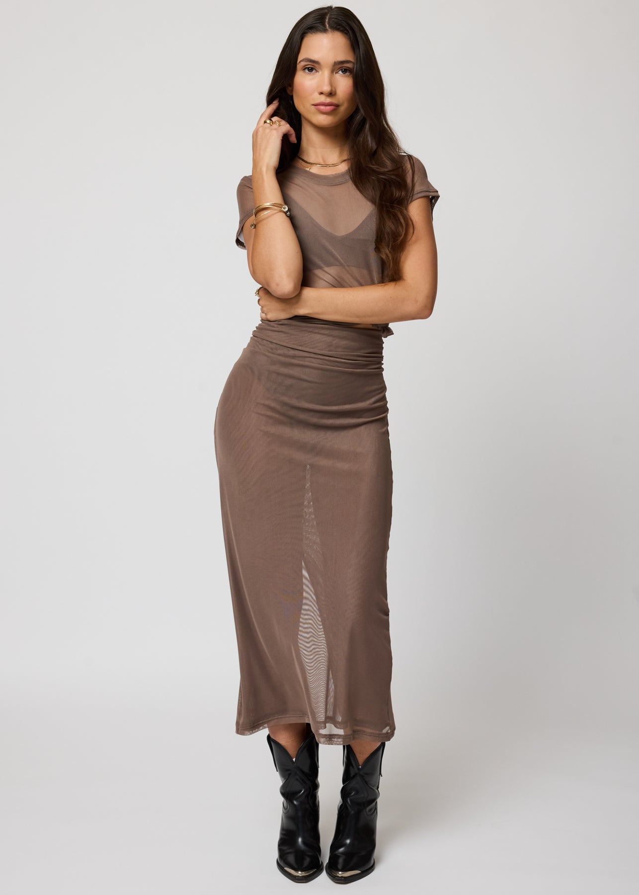 MESH FOLD DOWN MAXI SKIRT – STILLWATER